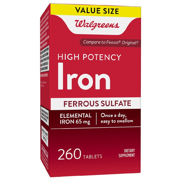 Walgreens High Potency Iron Ferrous Sulfate 65Mg Tablets - 1Source