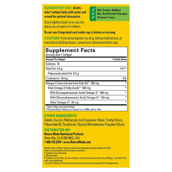 Nature Made Super Omega-3 Fish Oil Mini, Softgels - 1Source