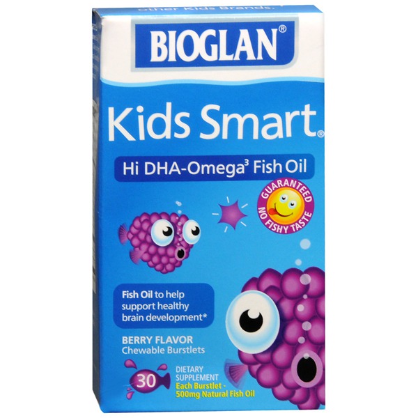 Bioglan Kids Smart Hi DHA Omega-3 Fish Oil, Chewable Burstlets Berry ...