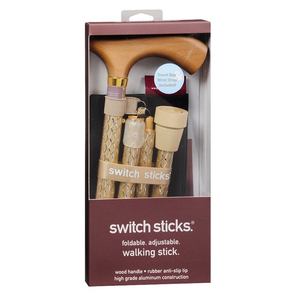 Switch Sticks Folding Walking Cane Engraved Pearl Gold - 1Source