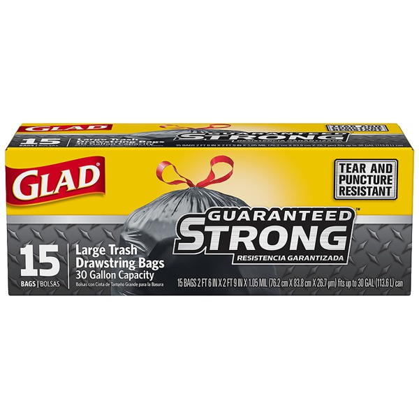 Glad Extra Strong Drawstring Large Trash Bags 30 Gallon - 1Source