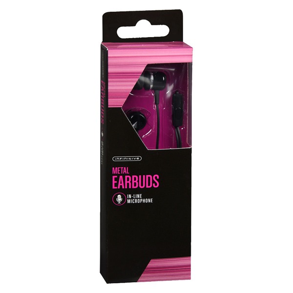 Infinitive Metal Earbuds With Mic Black - 1Source