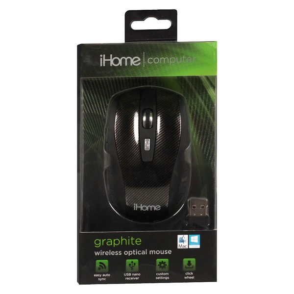 Ihome Wireless Desktop Mouse IH-M361B Black - 1Source