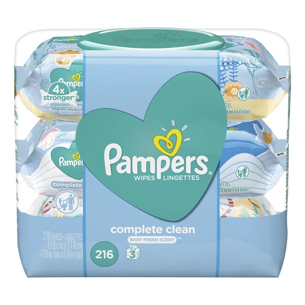 Pampers Baby Wipes Complete Clean Scented 3X Pop-Top Packs - 1Source