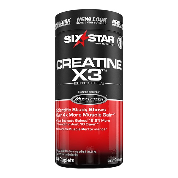Six Star Elite Series Creatine X3 Dietary Supplement Caplets - 1Source