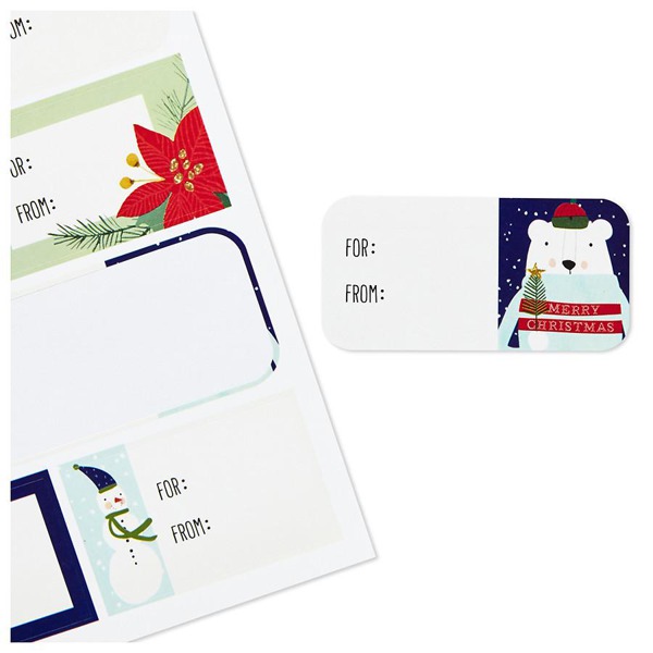 Hallmark Holiday Gift Tag Stickers (80 Labels, Classic Christmas) - 1Source