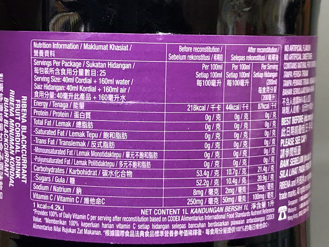 Ribena Blackcurrant - 1Source