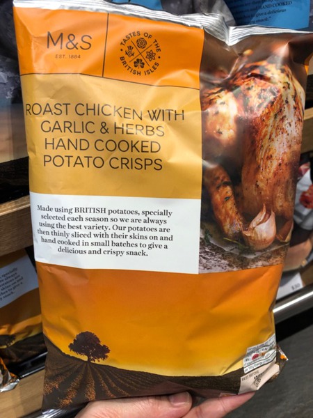 M & S Roast Chicken With Garlic And Herbs Hand Cooked Potato Crisps ...