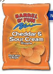 Barrel O' Fun Potato Chips, Cheddar & Sour Cream Ripple - 1Source