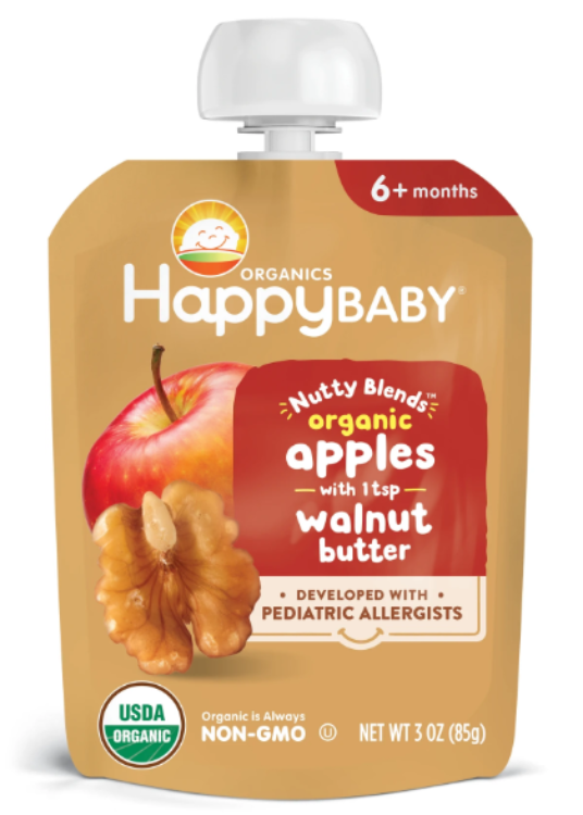 Happy Baby Organics Nutty Blends Apples & Walnut Butter Pouch - 1Source