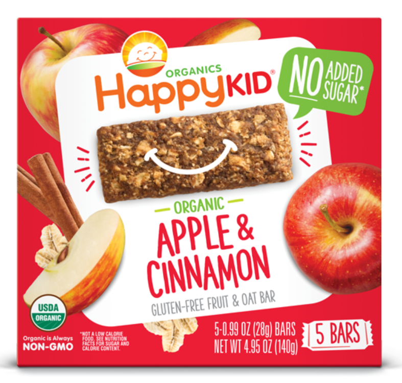 HAPPY FAMILY Happy Kid Organics APPLE + CINNAMON FRUIT & OAT BAR - 1Source