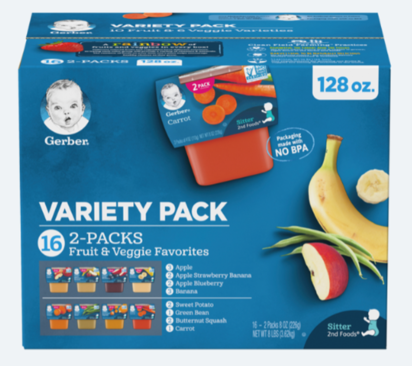 Gerber 2ND FOODS Fruit & Veggie Favorites Baby Food Variety Pack 8 Oz ...