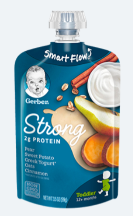 Gerber TODDLER POUCHES Pear Sweet Potato Greek Yogurt Oats Cinnamon ...