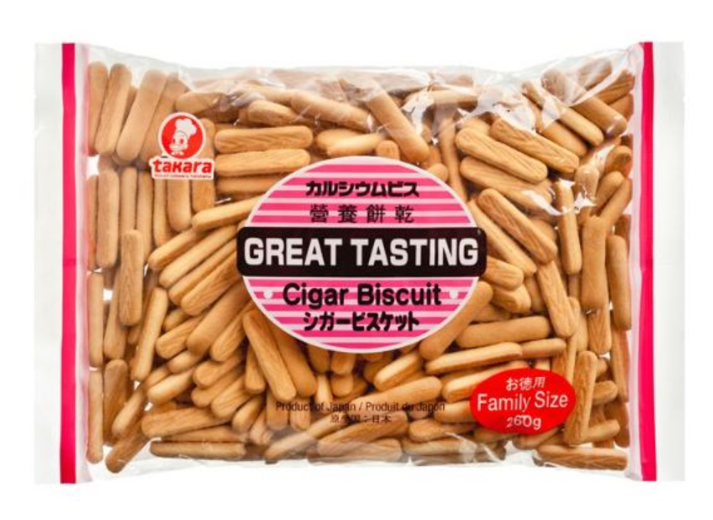 TAKARA CIGAR BISCUIT HIGH CALCIUM 宝製菓 餅乾條 高鈣 - 1Source