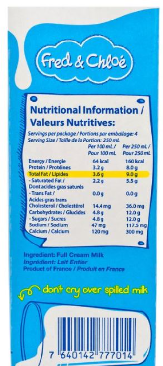 FRED & CHLOE FULL CREAM MILK 法國FRED & CHLOE 全脂牛奶 - 1Source