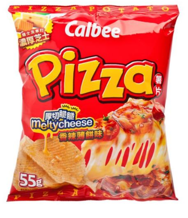 CALBEE POTATO CHIPS SPICY PIZZA FLAVOUR 卡樂B 香辣Pizza薯片 - 1Source