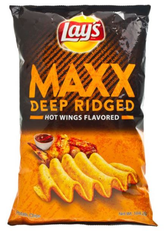 LAY'S MAXX DEEP RIDGED POTATO CHIPS HOT WINGS 樂事 大波浪薯片 脆辣雞翼味 - 1Source