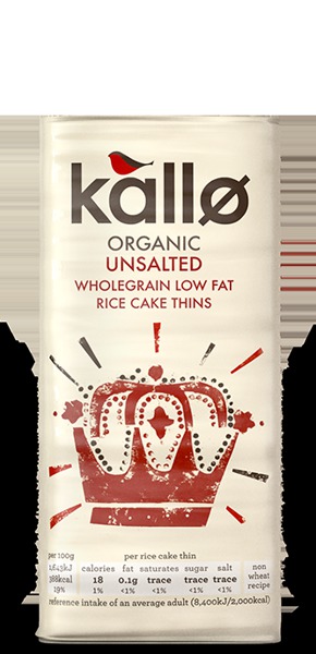 Kallo Organic Unsalted Wholegrain Low Fat Rice Cakes - 1Source