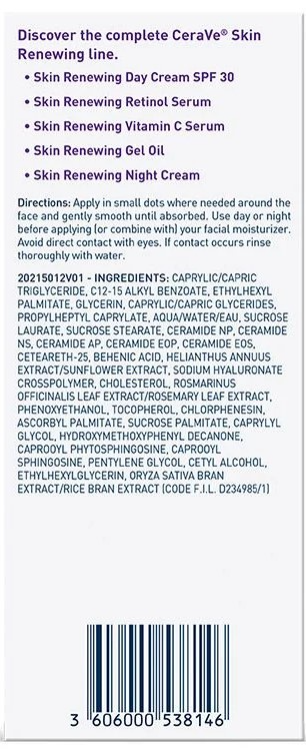 Cerave Skin Renewing Gel Oil With Ceraplex A Unique 5-Ceramide ...