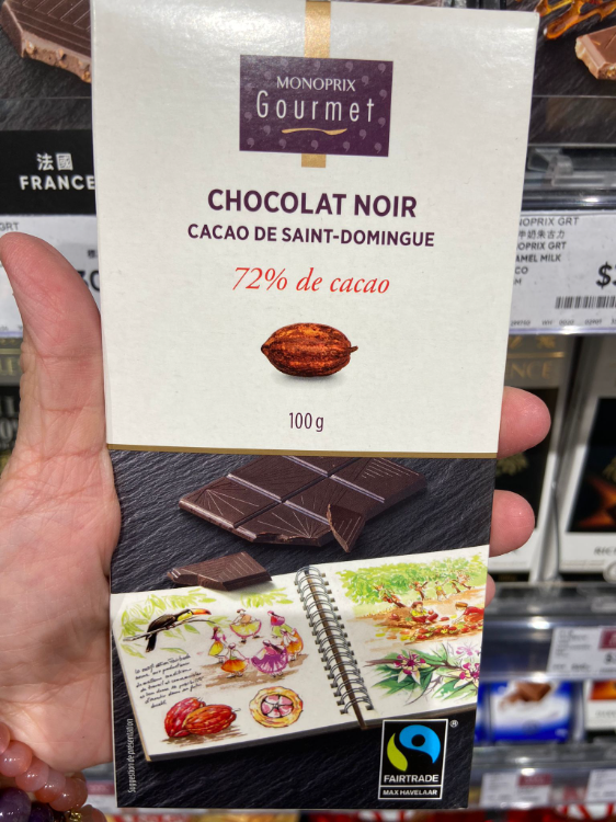 Monoprix Gourmet Chocolat Noir Cacao De Saint Domingue 72% De Cacao ...
