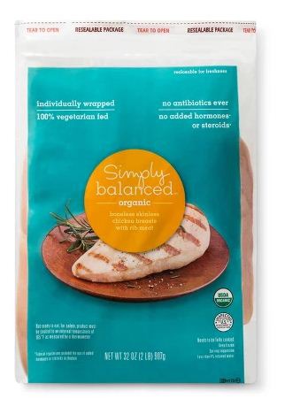 Simply Balanced All Natural Boneless Skinless Chicken Breasts - 1Source