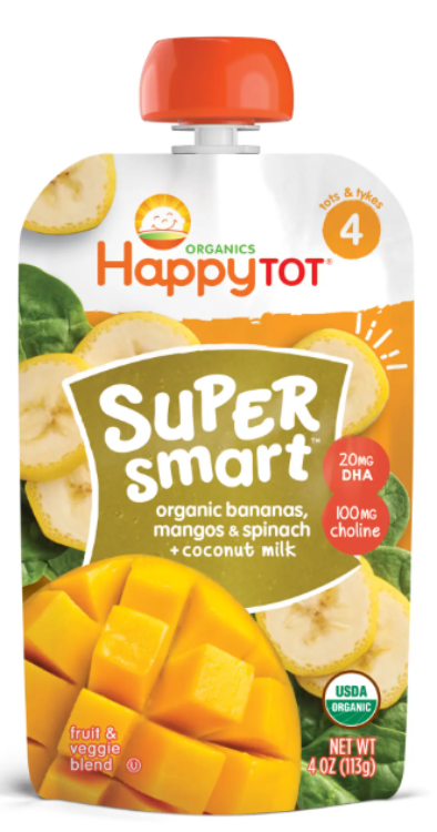 Happy Tot Organics Super Smart Bananas Mangos & Spinach Coconut Milk ...
