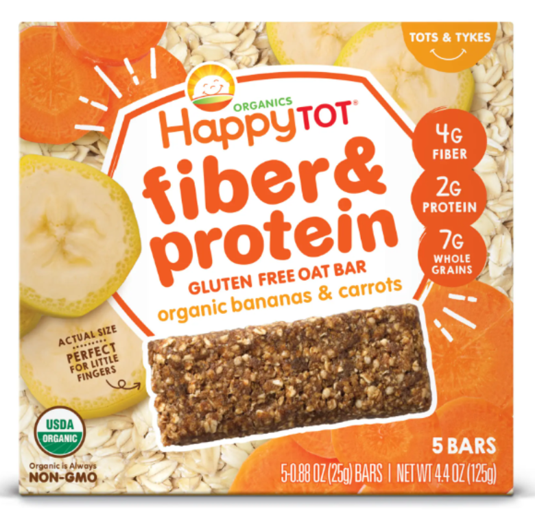 Happy Tot Organics Fiber & Protein Bananas & Carrots Oat Bar - 1Source