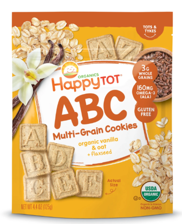 Happy Tot Organics Vanilla Oat + Flaxseed Multi Grain ABC Cookies - 1Source