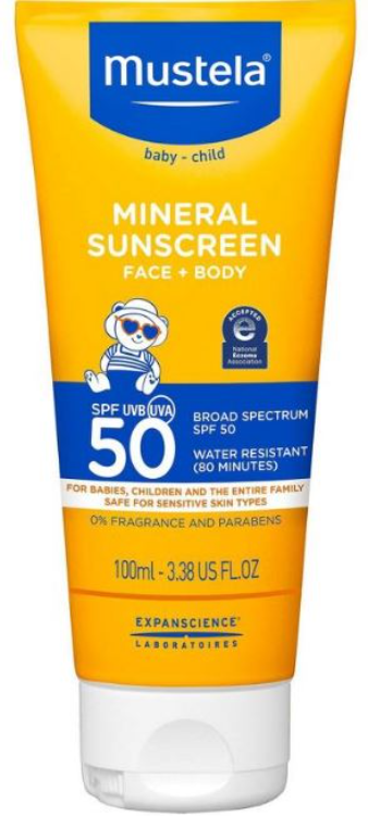 Mustela Baby Child Mineral Sunscreen Face + Body Sunscren Spf 50 - 1Source