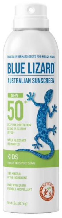 Blue Lizard Australian Sunscreen Kids Mineral Sunscreen Spray Sof 50 ...