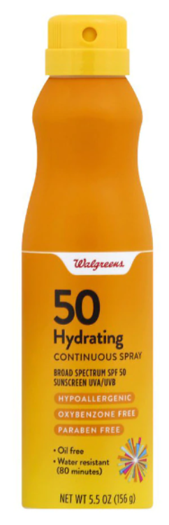 Walgreens Hydrating Continuous Spray Sunscreen SPF 50 - 1Source