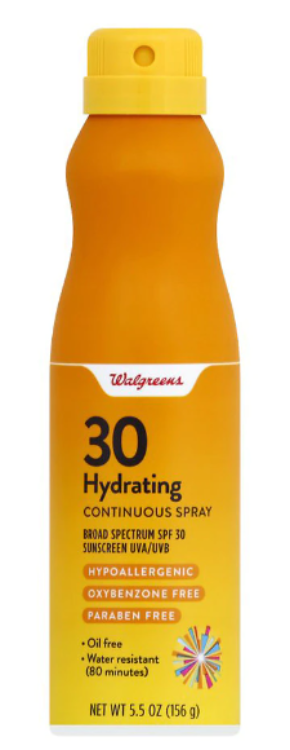 Walgreens Hydrating Continuous Sunscreen Spray SPF 30 - 1Source