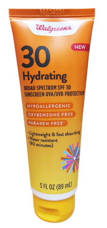 Walgreens Hydrating Sunscreen Lotion SPF 30 - 1Source