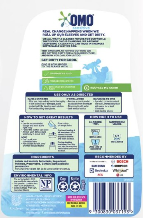 Omo Sensitive Liquid Laundry Detergent - 1Source