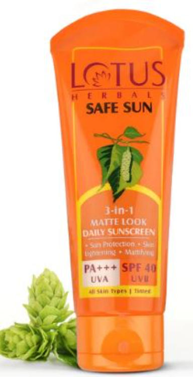 Lotus Herbals Safe Sun 3 In 1 Matte Look Daily Sunscreen Sfp 40 Pa ...