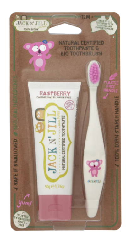 Jack N' Jill Tooth Buddy Pack Natural Toothpaste Raspberry + Bio ...