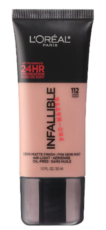 L'Oreal Paris Infallible Pro Matte Liquid Foundation Makeup 112 Cocoa ...