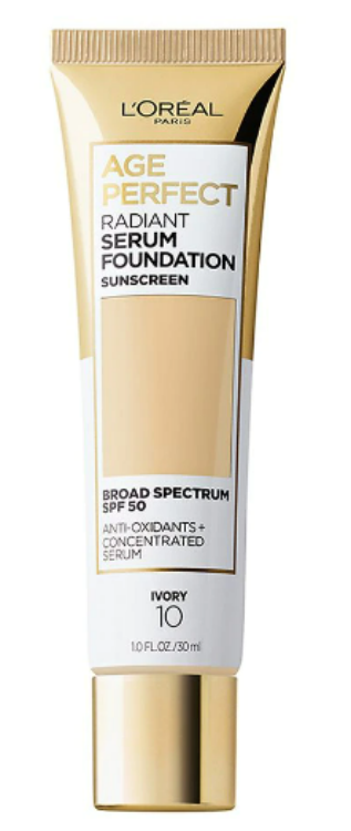 L'Oreal Paris Age Perfect Radiant Serum Foundation With SPF 50 10 Ivory ...