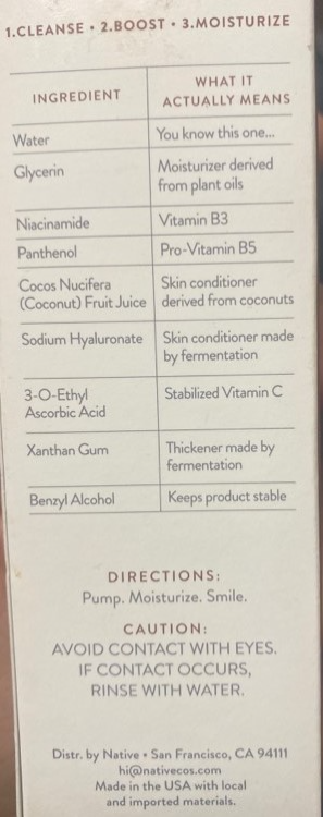 Native Facial Care Coconut And Vitamin B3 Moisturizing Facial Serum ...