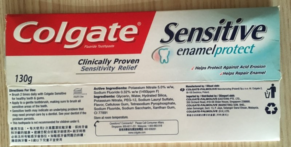 Colgate Sensitive Enamel Protect Fluoride Toothpaste - 1Source