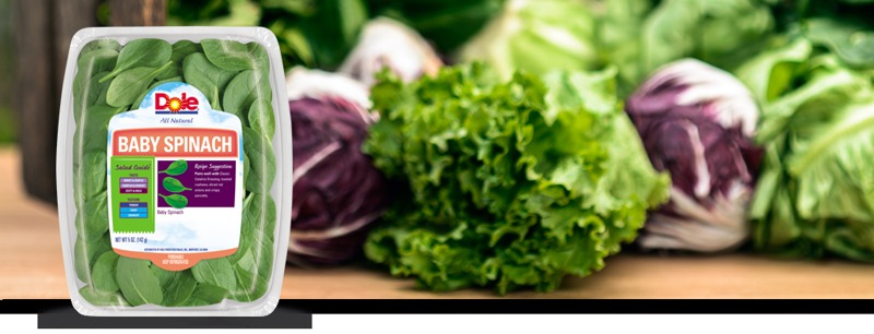 Dole Salads Baby Spinach Clamshell - 1Source