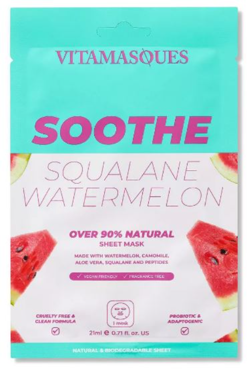 Vitamasques Soothe Squalane Watermelon Over 90% Natural Sheet Mask ...