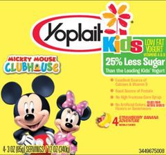 Yoplait Kids Yogurt, Mickey Mouse Clubhouse Strawberry Banana Adventure ...