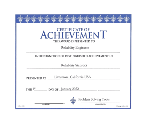 Certificate in Reliability Statistics - Accendo Reliability