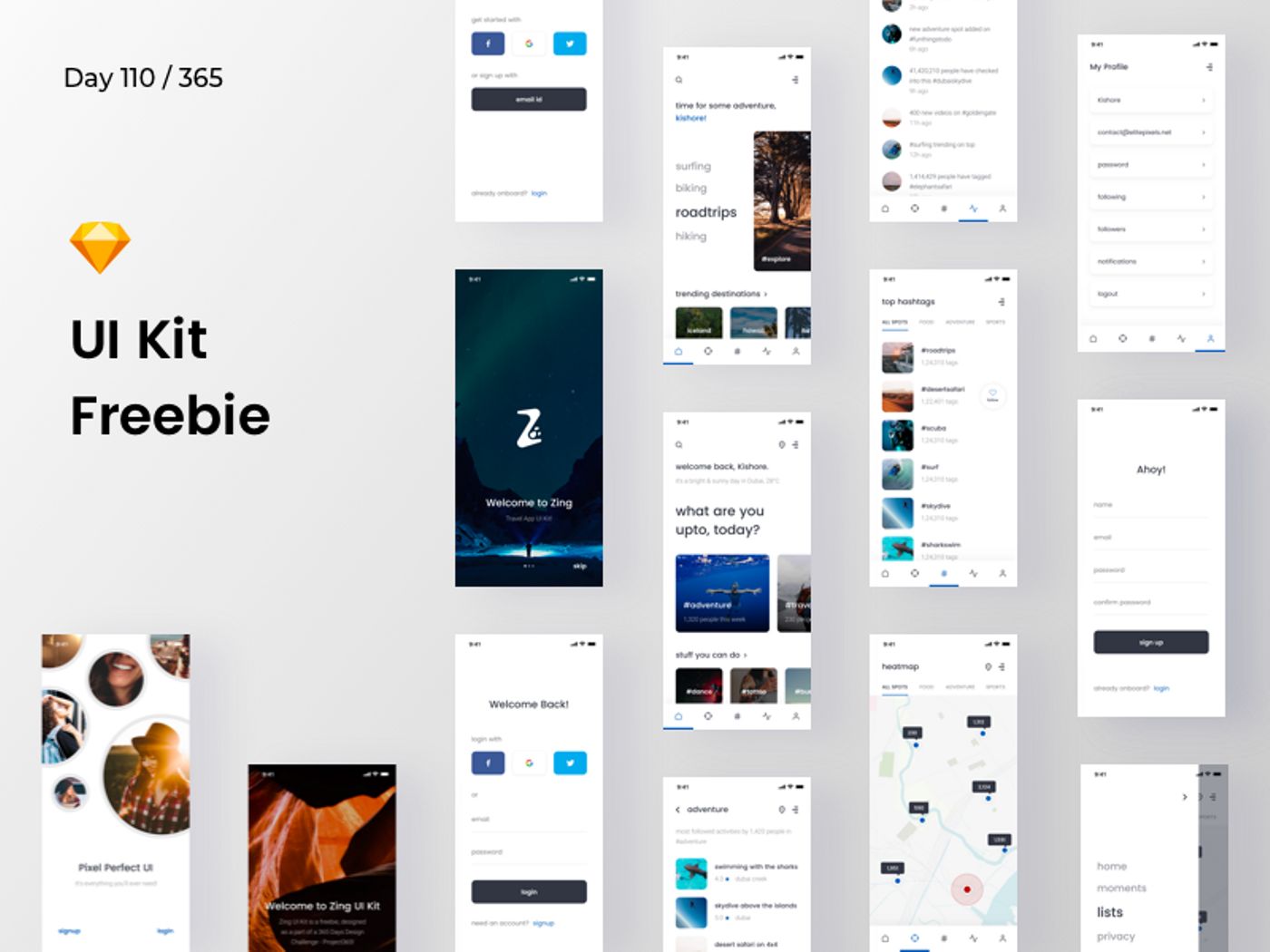 Tags: Mobile UI Kit Freebie Sketch