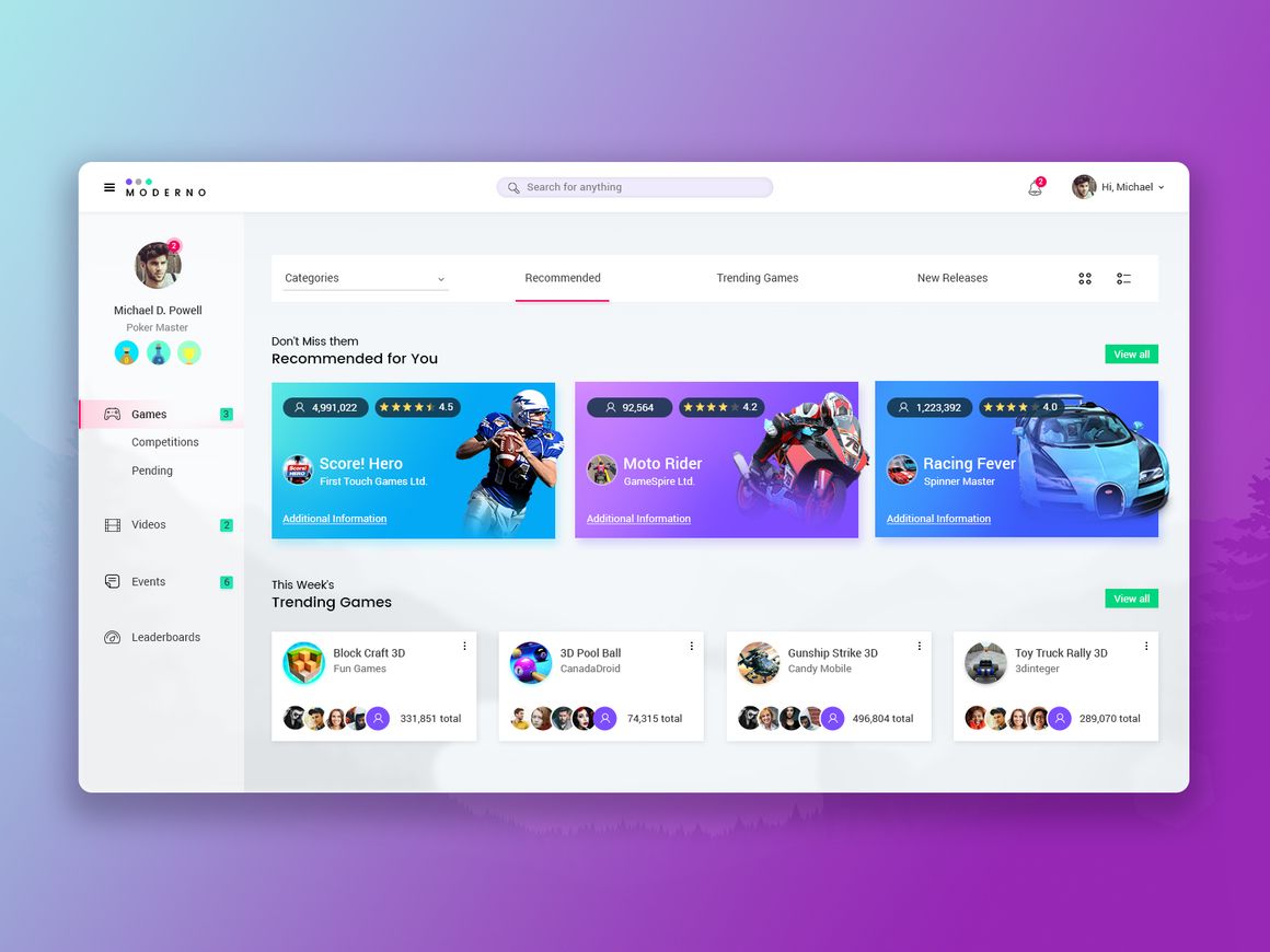 Freebie PSD: Dashboard