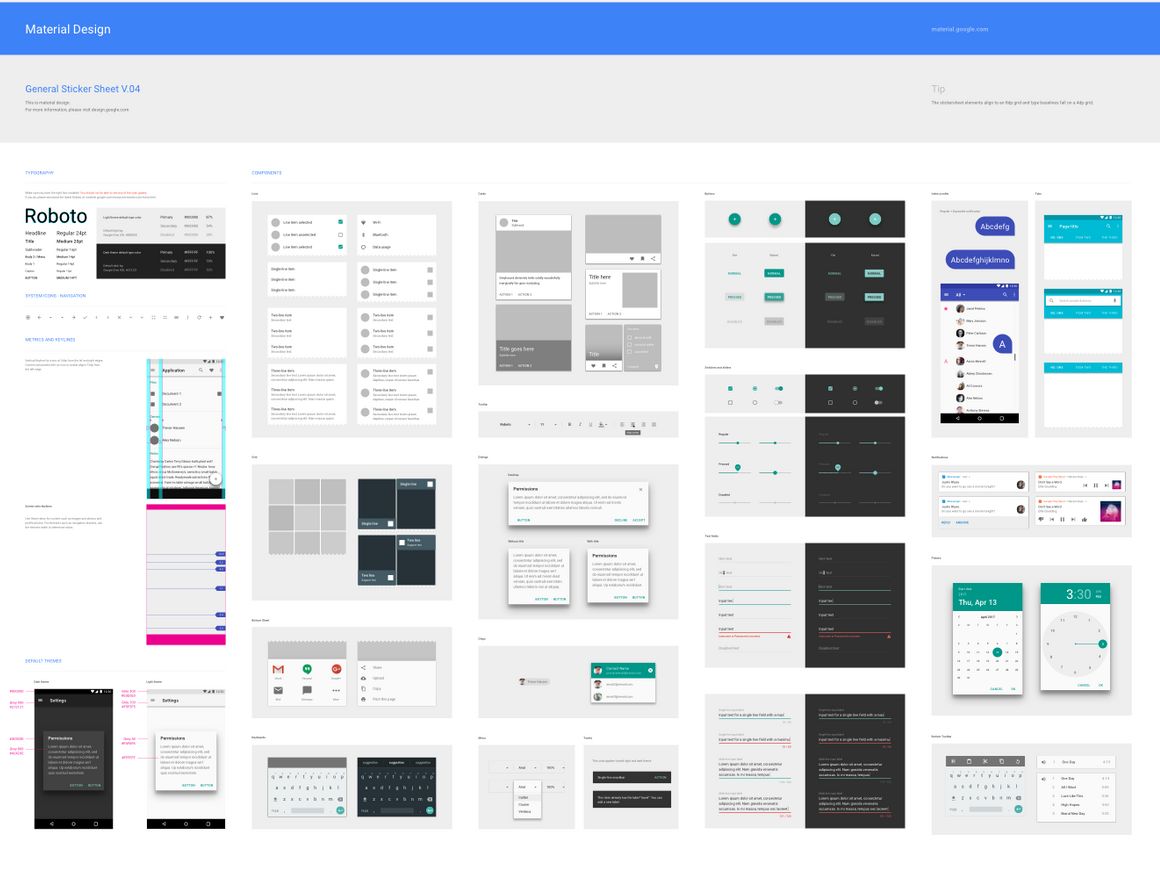 Material Design Sticker Sheet from Google
