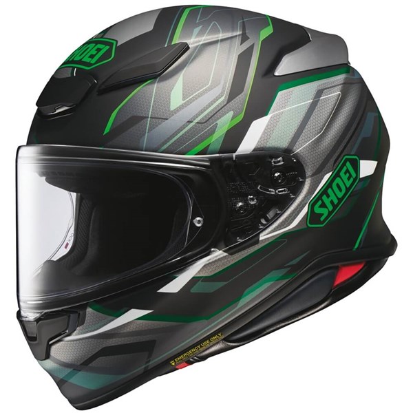 Shoei RF-1400 Capriccio FullFace Helmet | Blk/Grey/Green | Snell M2020 ...