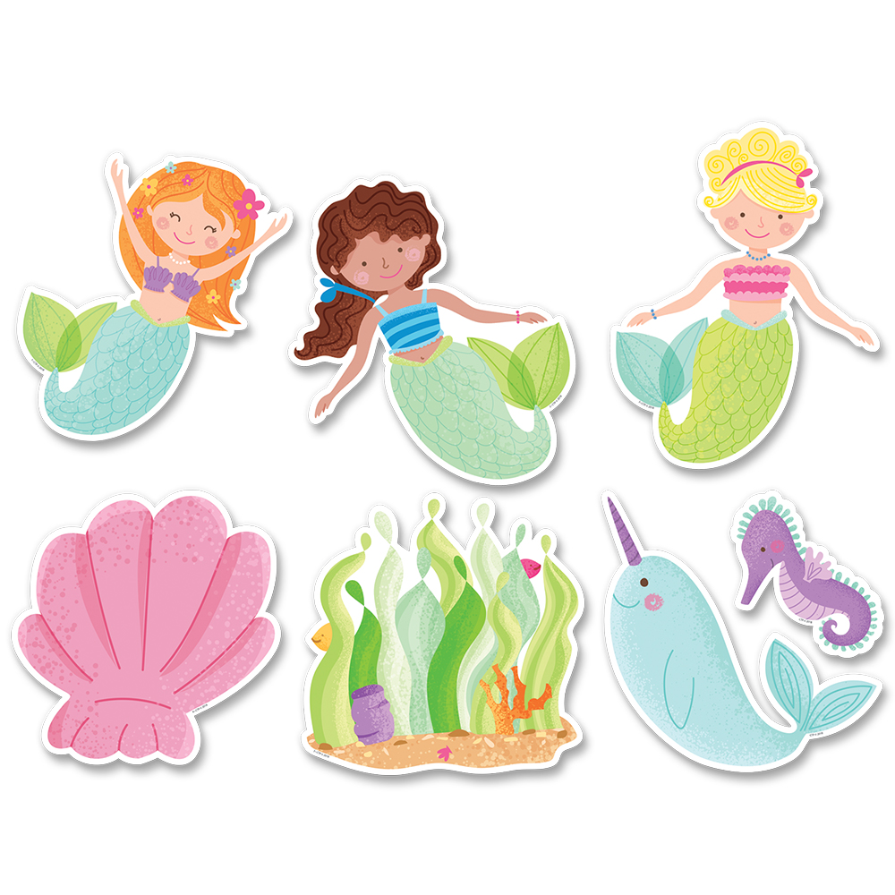 Mermaid Fun 6" Designer Cut-Outs, 42/Pack - Knowledge Tree