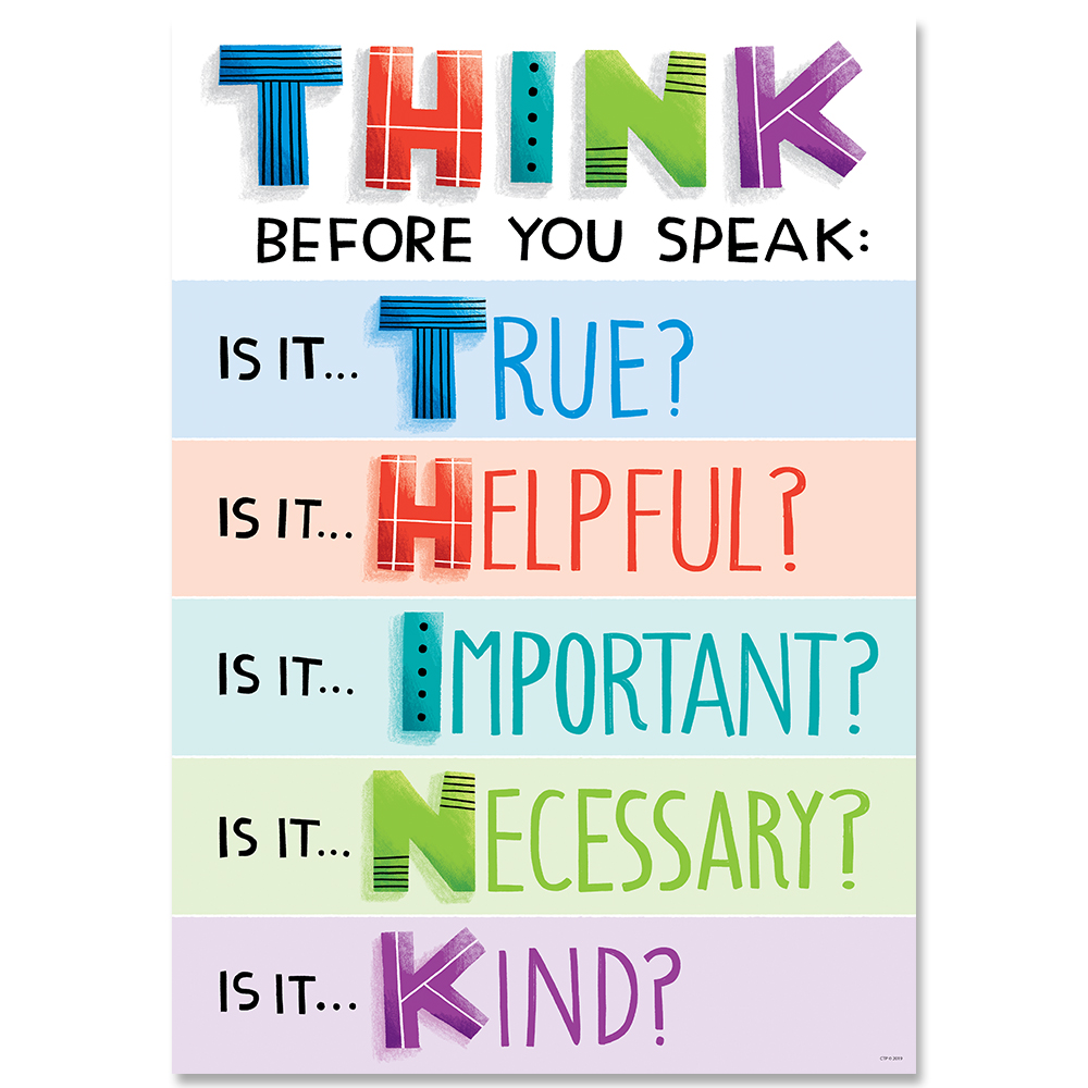 Think Before You Speak Inspire U Poster - Knowledge Tree